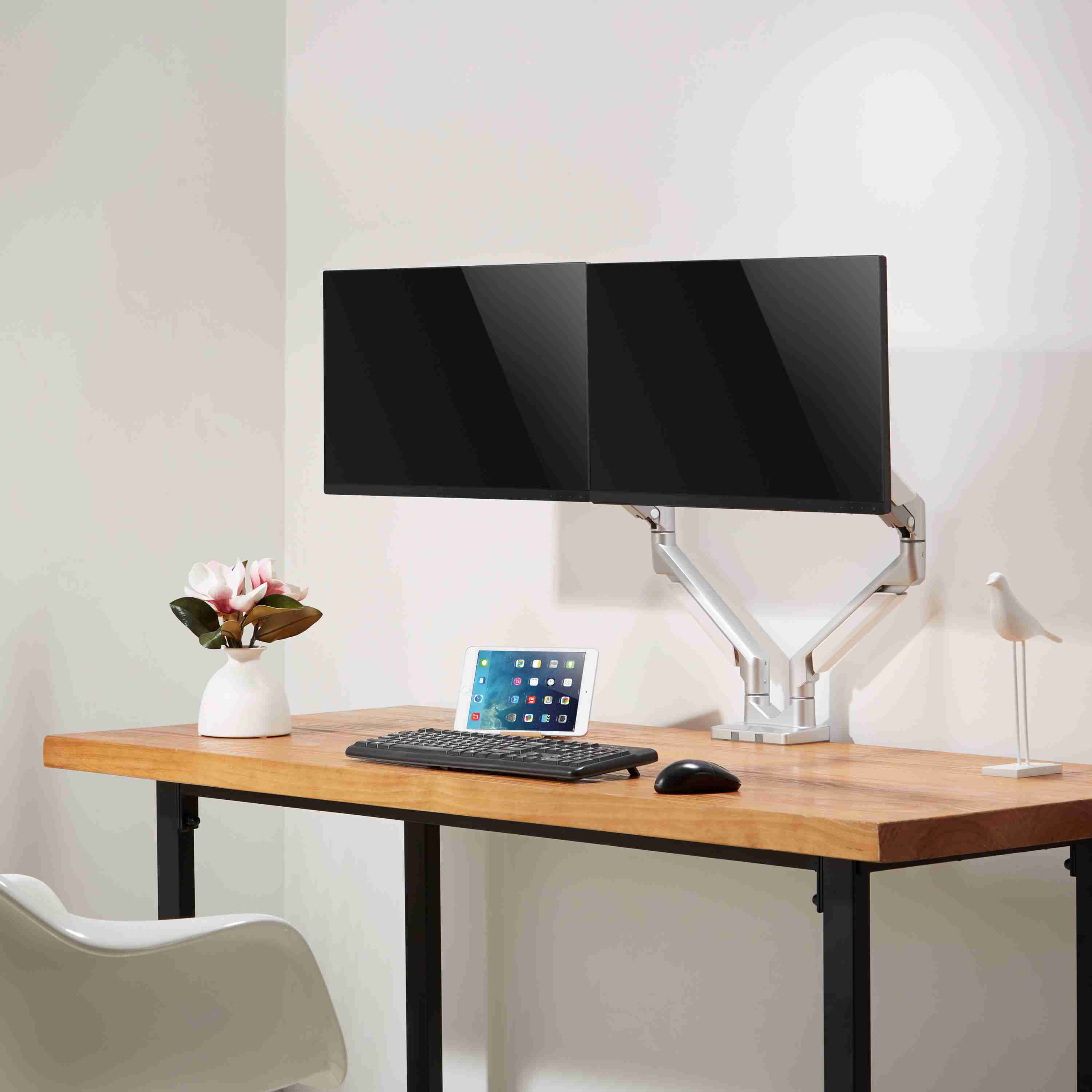 monitor clamp brackets - double - silver | Ribbens Office National