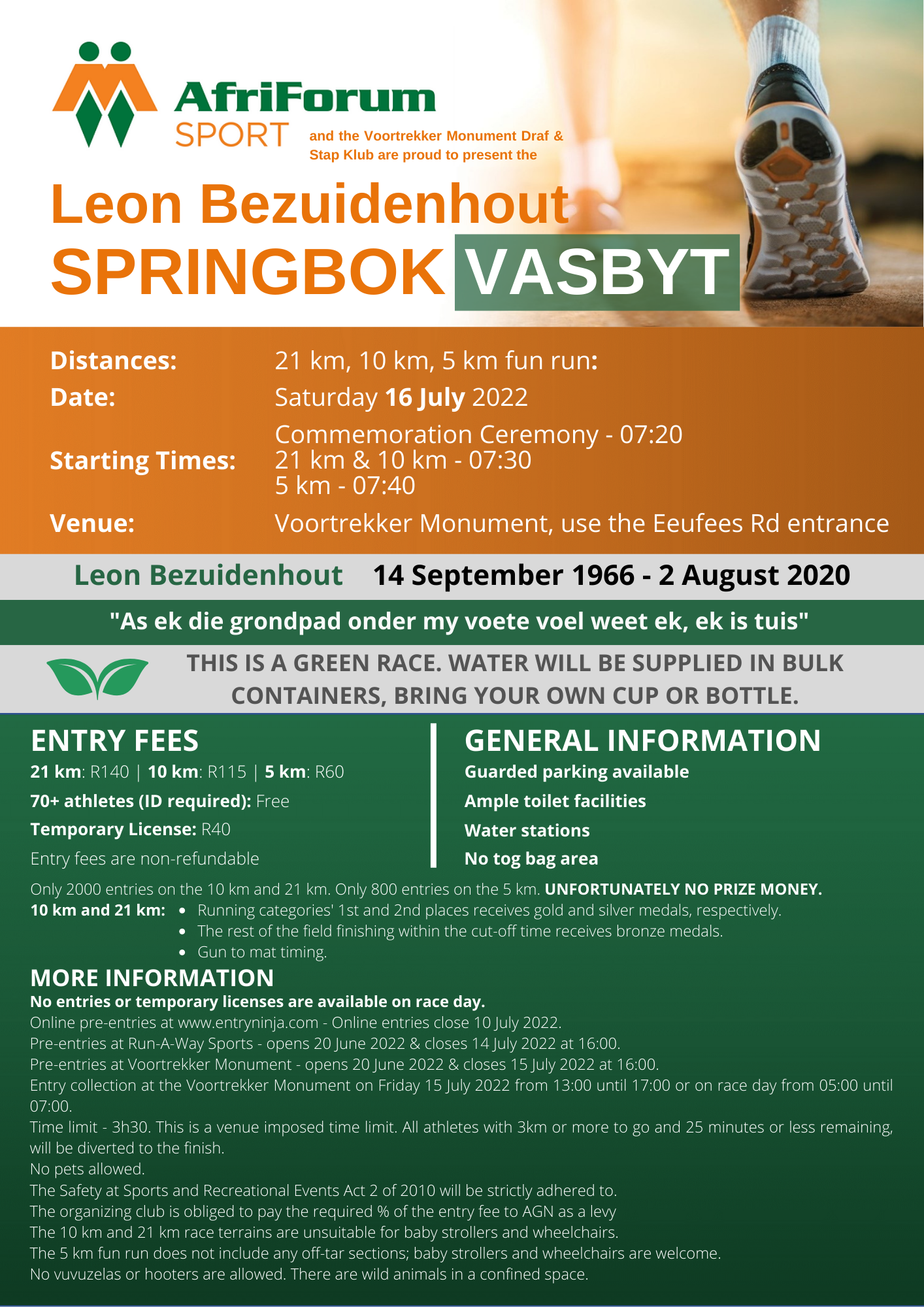 Leon Bezuidenhout Springbok Vasbyt 5/10/21km | Entry Ninja – the best ...