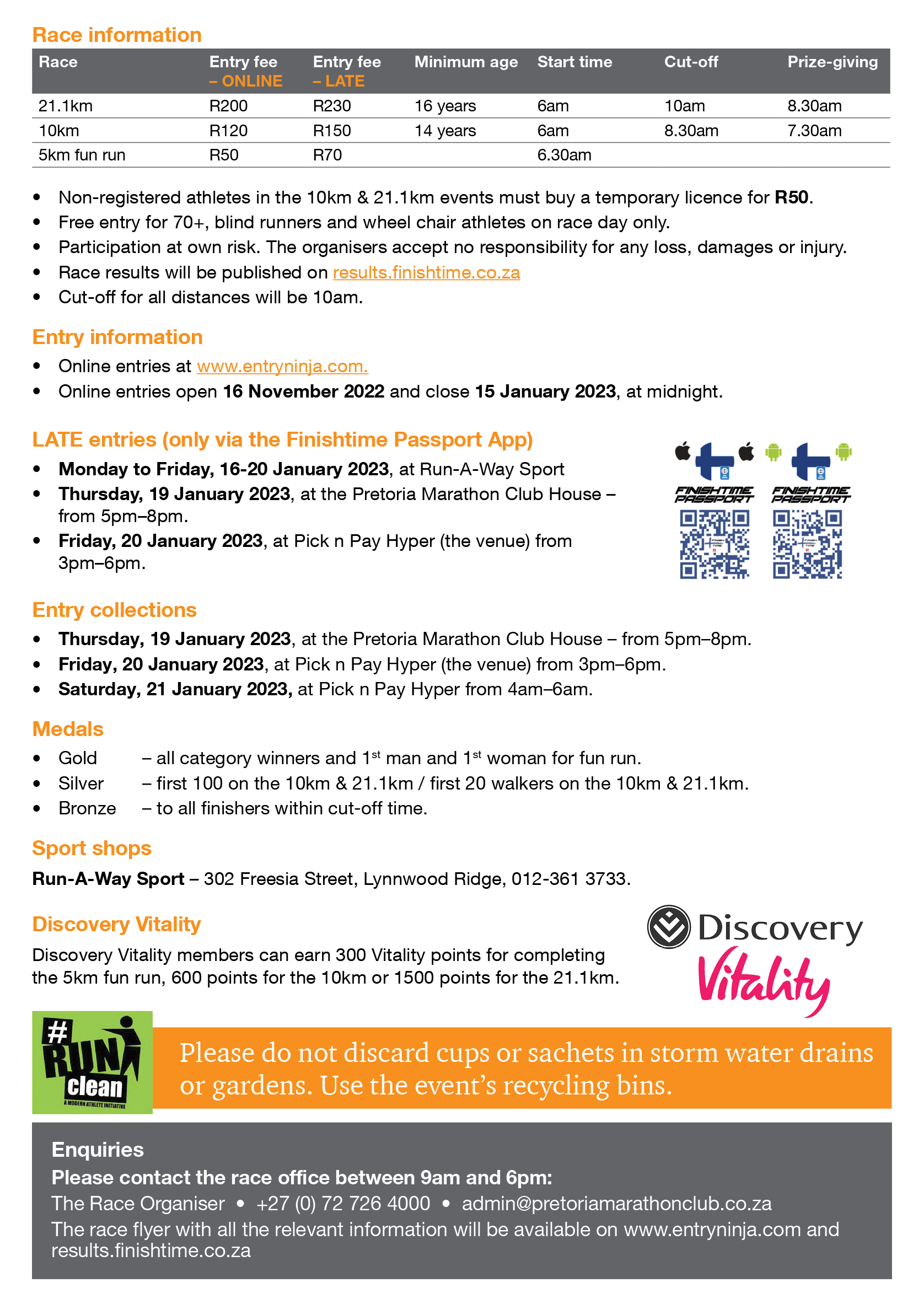 PwC George Claassen Memorial Road Race 5/10/21km | Entry Ninja – the ...