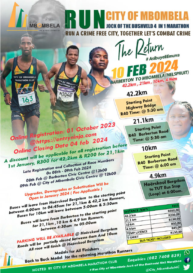 Run City of Mbombela Marathon Jock of the Bushveld 4 in 1 Marathon : 10 ...