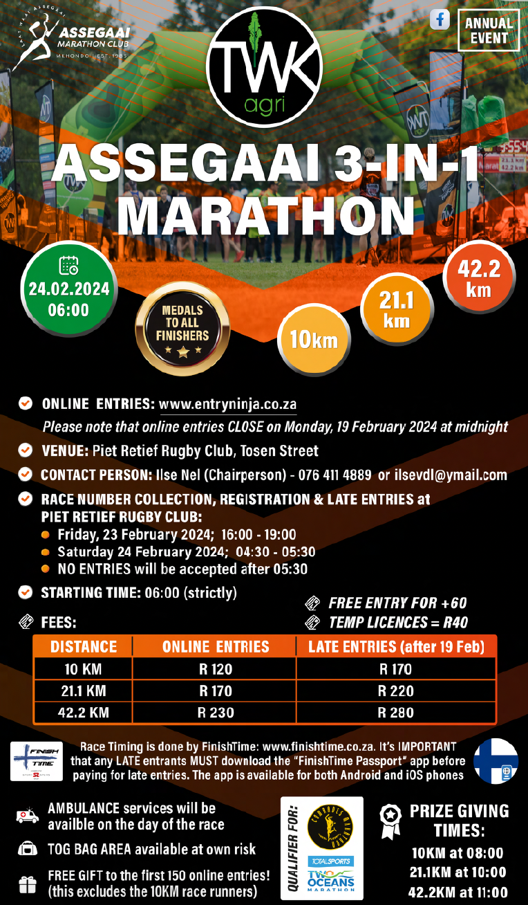 TWK Assegaai 3-in-1 Marathon | Entry Ninja – the best outdoor, fitness ...