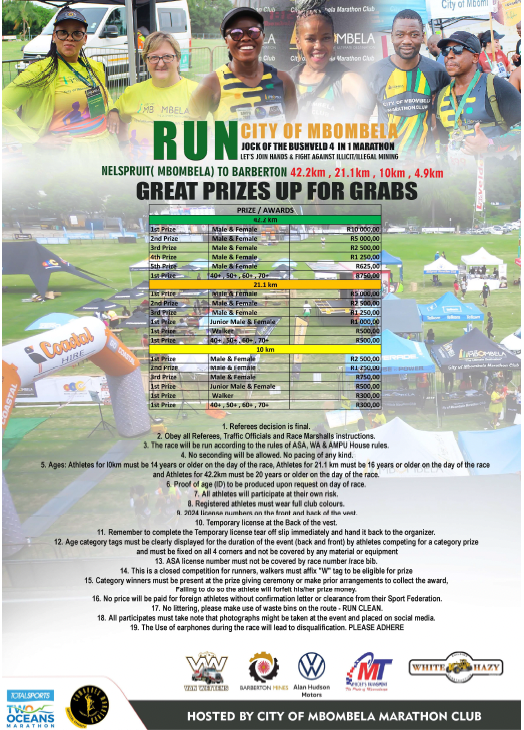 Run City of Mbombela Marathon Jock of the Bushveld 4 in 1 Marathon ...