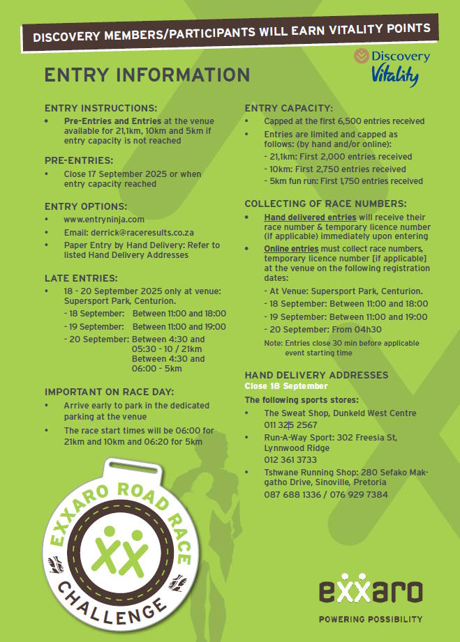Exxaro Road Race 2025 | Entry Ninja – the best outdoor, fitness and ...