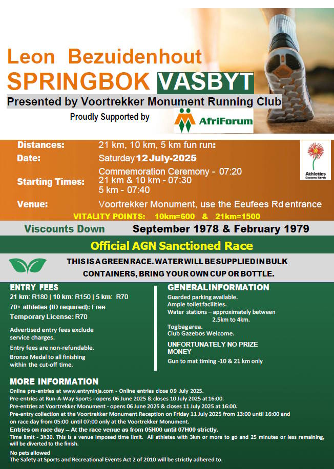 Leon Bezuidenhout Springbok Vasbyt 5 10 21km | Entry Ninja – the best ...