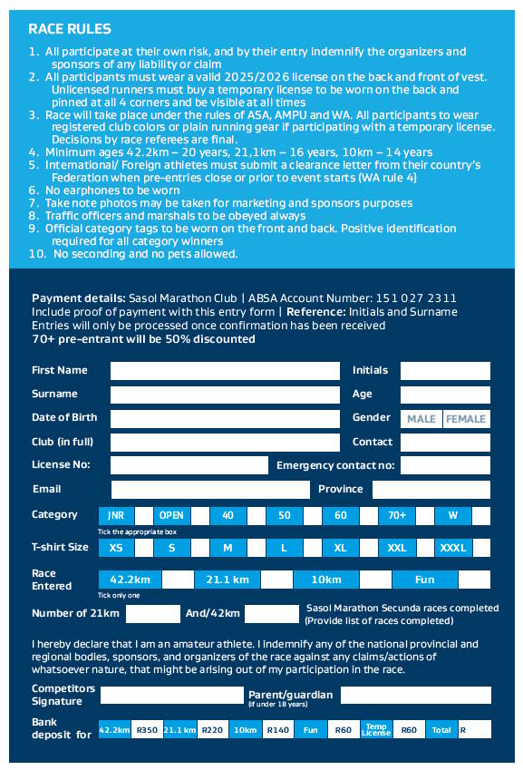Sasol Secunda - 14 Feb 2026 - Race Events and Bookings