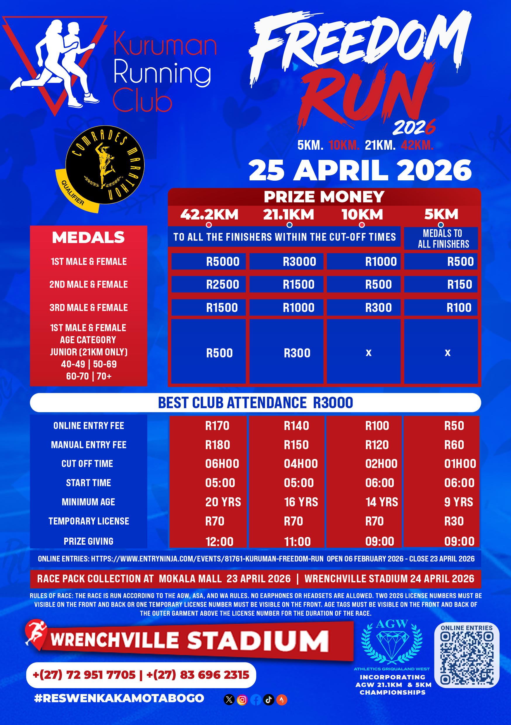 Kuruman Running Club Freedom Run 2026 | Entry Ninja – the best outdoor ...